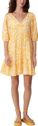 Comma Damen 60.2.62.20.200.2135057 Kleid, 14B4 gelb|weiß, 42