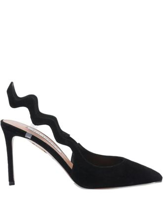 Aquazzura Hohe Schuhe - Slingback Pumps With Wavy Cut-Out Detail - Gr. 37,5 (EU) - in Schwarz - f&uuml;r Damen