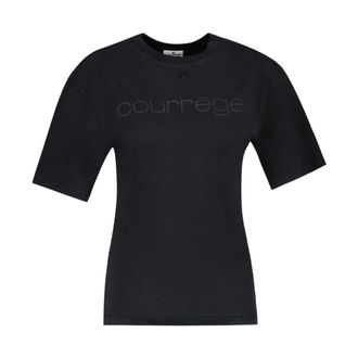 Courr&egrave;ges Logo Print T-Shirt - - Tops - Damen - Schwarzk - XS