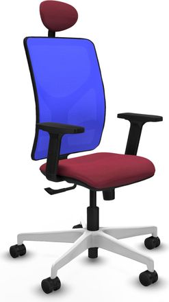 Piqueras y Crespo Schreibtischstuhl mit 2D-Armlehnen, h&ouml;henverstellbarer Lendenwirbelst&uuml;tze und festem Kopfteil, ausgestattet mit 3 Positionen und Schneidschaum, Blau/G