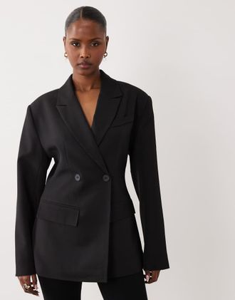 Gina Tricot Gina Tricot - Blazer structur&eacute; &agrave; &eacute;paulettes - Noir