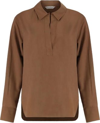 Max Mara Seidenhemd mit abgerundetem Saum - Braun