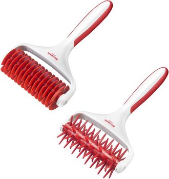 Westmark 1 Gitterroller, 19,5 cm + 1 Stipproller, 20 cm, Kunststoff, Weiß/Rot, 321822E6