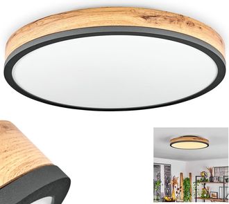 HOFSTEIN LED Deckenleuchte Salmi, Deckenlampe aus Metall/MDF/Kunststoff in Anthrazit/Holzoptik/Braun/Wei&szlig;, &Oslash;45 cm, 1800 Lumen, 3000 Kelvin, 1 x LED 24 Watt (in