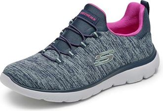 Skechers Femme Sneakers Basket, Bleu Marine/Rose Fuchsia, 38 EU