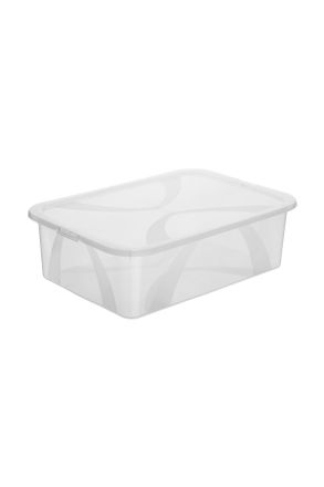 Rotho BOX Arco, Transparent, Kunststoff, 57.1x39.2x16.6 cm, Deckel abnehmbar, stapelbar, Ordnen & Aufbewahren, Aufbewahrungsboxen, Stapelboxen