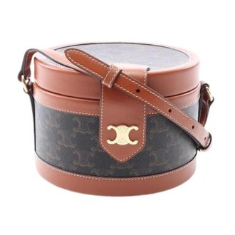 Celine Sac &agrave; bandouli&egrave;re Pre-owned Tambour Medium Triomphe en toile enduite - Femme - Pre-owned - Brun - Taille: ONE Size
