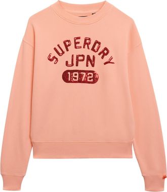Superdry Damen Locker geschnittenes Sweatshirt mit Verzierung im College-Stil Pfirsich Bernstein 42