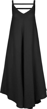 Bomboogie Femme, Robes, Noir, Taille: 40 FR Robe en Lin &agrave; Bretelles