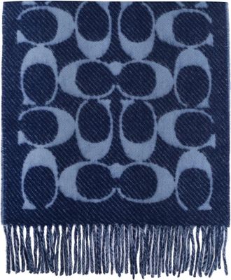 Coach Femme, Accessoires, Bleu, Taille: ONE Size Écharpe Monogrammée