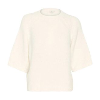 Kaffe Weicher Gestrickter Cropped Pullover mit Muster - - Knitwear - Damen - Wei&szlig; - XS