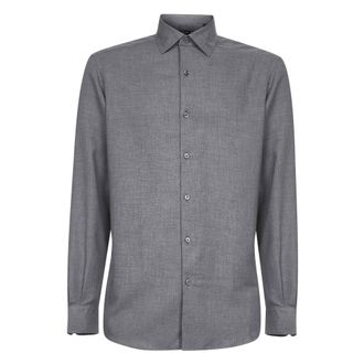 Ermenegildo Zegna Klassisches Graues Baumwoll-Kaschmir-Hemd - - Shirts - Herren - Grau - L