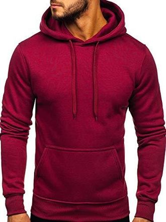 BOLF Homme Sweat-Shirt a Capuche Hoodie Sweat Manches Longues Temps Libre Sport Fitness Outdoor Basic Casual 2009 Bordeaux(Fonce) XXL [1A1]
