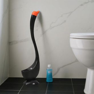 Generic Toilettenbürste Schwanenform,Klobürste,Upgrade Antibakteriell WC Bürste, Klobürste gebogen, Langer Stiel, Kunststoff-Toilettenbürstenset mit Starken B