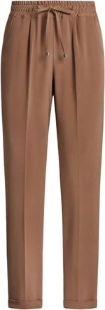 Kiton Femme, Pantalons, Brun, Taille: 40 FR Pantalon en soie avec taille &eacute;lastiqu&eacute;e