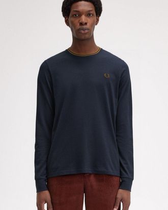 Fred Perry Herren Langarm Twin-Tipped T-Shirt