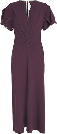 Victoria Beckham Gathered V-neck Midi Dress Size M
