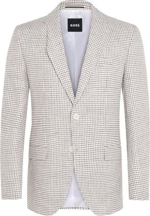 HUGO BOSS Einreihiges Sakko aus einem Baumwolle-Leinen-Mix mit Pepitamuster in