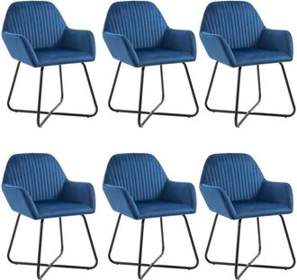 vidaXL vidaXL Chaises à manger lot de 6 bleu velours