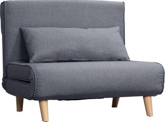 HOMCOM Einzelsofa Schlafsofa Sofabett Klappsofa verstellbar Rückenlehne Liege nordisch skandinavisch 25D Schaumstoff Haus Leinenimitat Kautschukholz Grau 94 