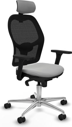 Piqueras y Crespo Isomalla Jorquera Stuhl mit 3D-Armlehnen, h&ouml;henverstellbarer Lendenwirbelst&uuml;tze und h&ouml;henverstellbarem Kopfteil, 5 Positionen, Schwarz / Hellgrau