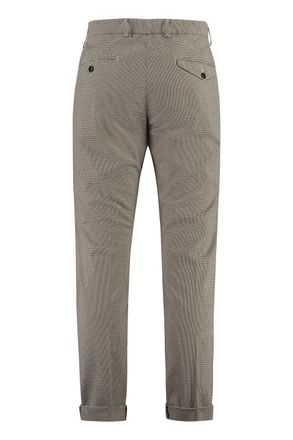 Dondup Mens Checked Trousers With Roll-Up Ankle Cuffs Beige Lyocell Chinos
