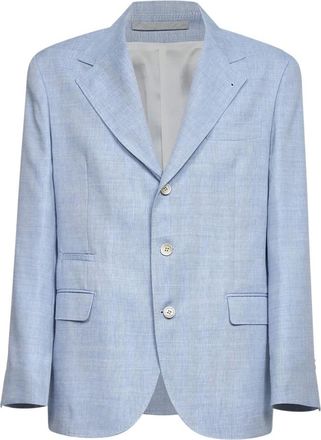 Brunello Cucinelli Homme, Vestes, Bleu, Taille: 2XL Blazer crois&eacute;