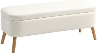 HOMCOM Sitzbank mit Stauraum Polsterbank mit Teddy-Fleece-Optik, Truhenbank Sitztruhe mit Holzbeine, Bettbank f&uuml;r Wohnzimmer, Schlafzimmer, Flur 120 x 42 x 4