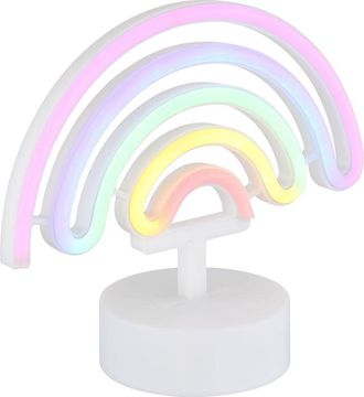 Globo Lighting Tischleuchte Neonleuchte Regenbogen Kinderzimmer Neonlicht Dekolampe Batterie, Kunststoff wei&szlig;, LED 2W, LxBH 22,5x10x19,5 cm