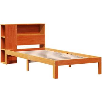 vidaXL Lit bibliothèque sans matelas cire marron 100x200 cm pin massif Vidaxl
