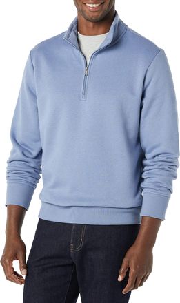 Amazon Essentials Herren-Fleece-Sweatshirt, langärmelig, Viertelreißverschluss, Blau, Größe XXL