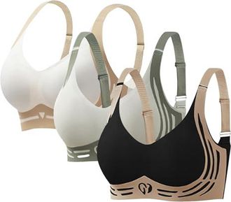 Generic Gather Bra Soutien-gorge sans fil doux et confortable pour femme Lingerie quotidienne Sports Soutien-gorge 3 pi&egrave;ces Bustiers Femme, d, XL