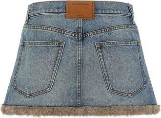 Alexander Wang Eco-Fur Trim Denim Shorts - Blue