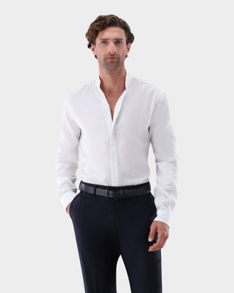 van Laack Stehkragenhemd mit V-Neck aus Baumwoll Dobby
