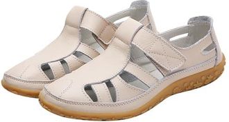 Generic Sandales en cuir pour femme - Bout ferm&eacute; - Rembourr&eacute;es - Chaussures de marche d&eacute;contract&eacute;es - Chaussures d&eacute;t&eacute; - Chaussures plates tendance pour les va