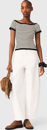 Maje Rippstrick-top U-boot-ausschnitt - Grau - Maje