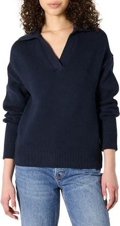 Amazon Essentials Jumper Polo en Coton Épais, Coupe Décontractée Femme, Bleu Marine, S