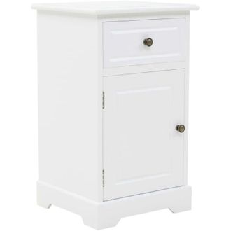 vidaXL Table de chevet blanc classique et &eacute;l&eacute;gante avec tiroir et porte inf&eacute;rieure