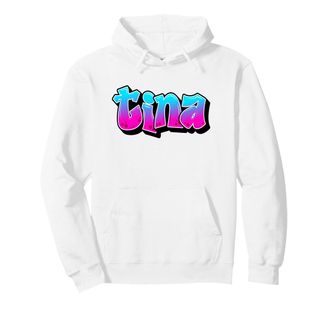 BDAZ Tina Graffiti Personalisierter Name Blau Rosa Frauen M&auml;dchen Pullover Hoodie