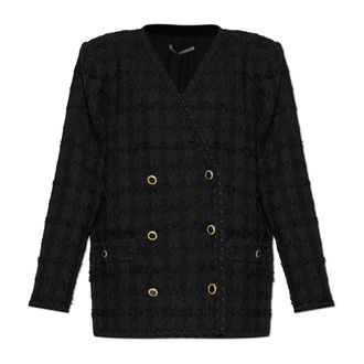 Alessandra Rich Check Tweed Boucl&eacute; Double Breasted Jacket - - Jackets - Damen - Schwarzk - 2XS
