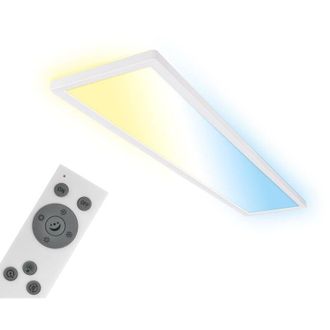 Briloner Tava led Plafonnier 98cm, Variable, T&eacute;l&eacute;commande, Fonction veilleuse, Lumi&egrave;re indirecte, Blanc, 98 x 20 x 3 cm