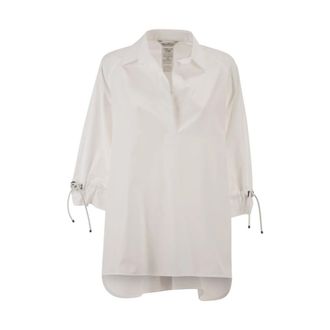 Max Mara Bluse mit breiten Streifen und offenem Polokragen - - Blouses & Shirts - Damen - Wei&szlig; - S