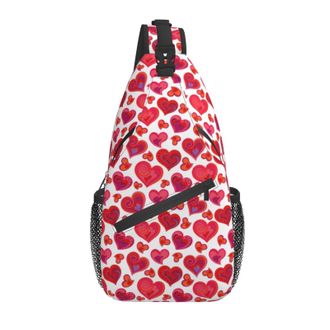 AOOEDM Red Heart Sling Bag Casual Crossbody Cute Heart Shoulder Bag Rucksack Chest Daypack für Outdoor