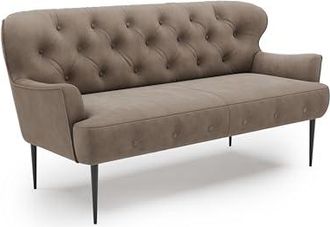 Cavadore 2,5-Sitzer Küchensofa Amba, Trendige Sitzbank für Küche oder Esszimmer / 173 x 97 x 87 / Flachgewebe: Hellbraun