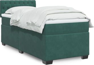 vidaXL Vidaxl - Giroletto A Molle Con Materasso Verde Scuro 90x200 Cm Velluto