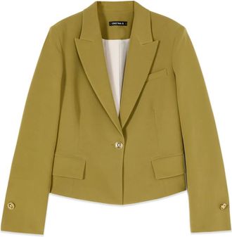 Oltre Femme, Vestes, Vert, Taille: 42 FR Blazer court cintr&eacute;