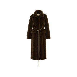 VALENTINI 1972 Kunstfellmantel mit G&uuml;rtel - - Jackets - Damen - Braun - S