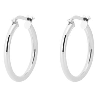 Edenly Mitteldicke Creolen - Durchmesser 15mm - Wei&szlig;gold, 18 Karat