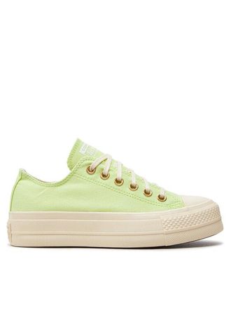 Converse Sneakers aus Stoff Chuck Taylor All Star Lift Platform Ox A09913C Gr&uuml;n