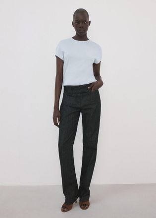 Mango T-shirt en m&eacute;lange de coton manches courtes bleu ciel - Femme - XXS - MANGO